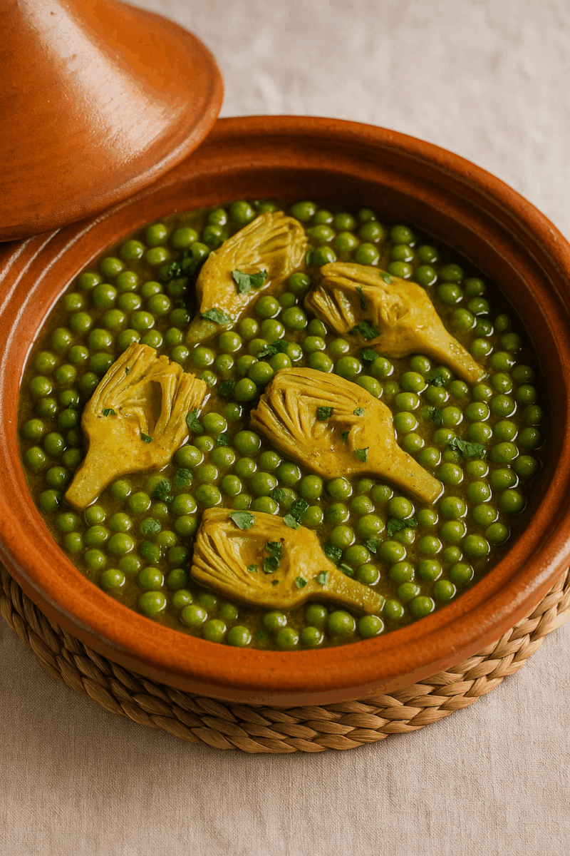 Spring Tajine : Artichoke Tajine with Peas